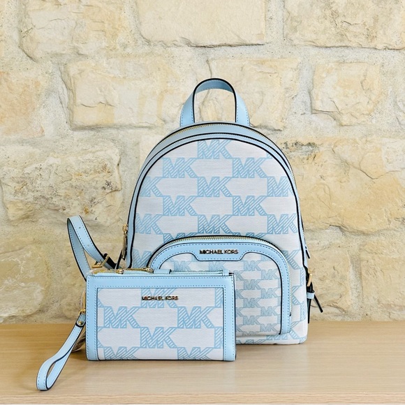 Michael Kors | Bags | Michael Kors Signature Medium Jaycee Zip Pocket Backpackwallet Set Nwt ...